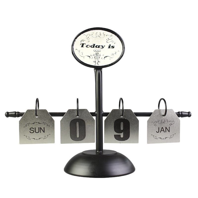 Vintage Iron Calendar With Hanging Metal Plate Day Month Display | Big ...